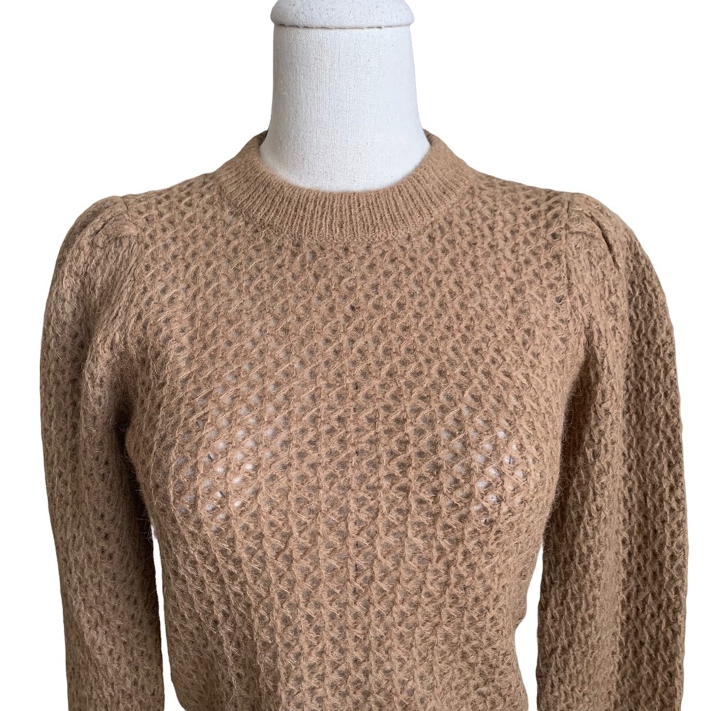 Aritzia Wilfred Open Knit Puff Shoulder Sweater Xs - Gem